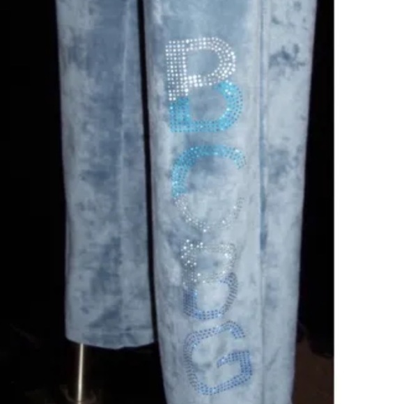 BCBGMaxAzria | Pants & Jumpsuits | Bcbg Blue Pants Velour Crystal ...